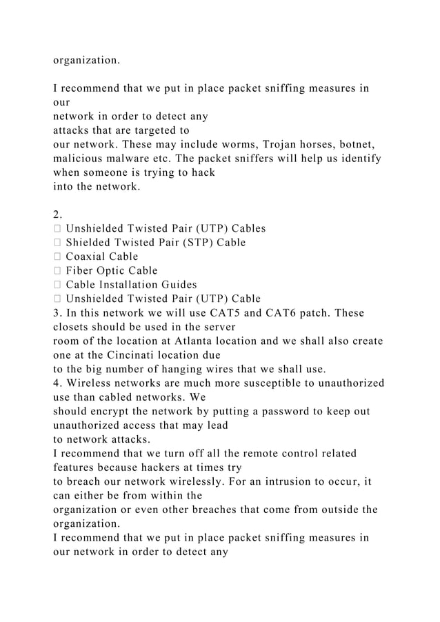 2.· Unshielded Twisted Pair (UTP) Cables· Shielded Twisted Pai.docx