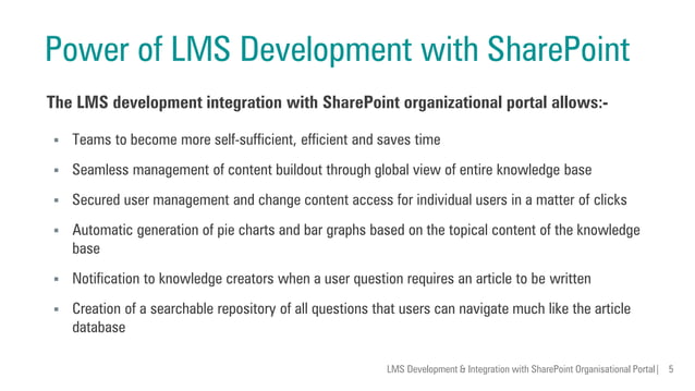 LMS Development and Integration with SharePoint Organizational Portal | PPT