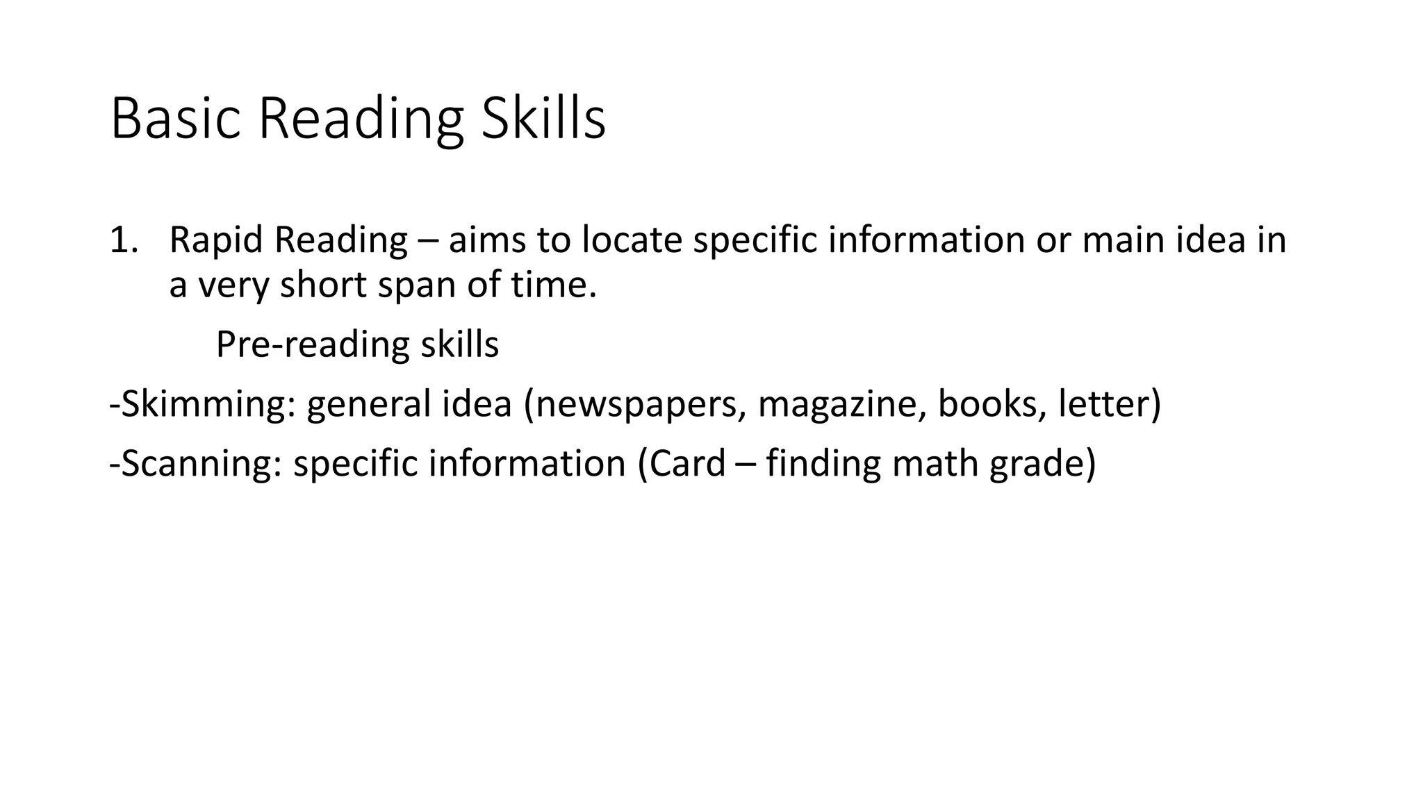 FUNDAMENTAL READING SKILLS | PPTX