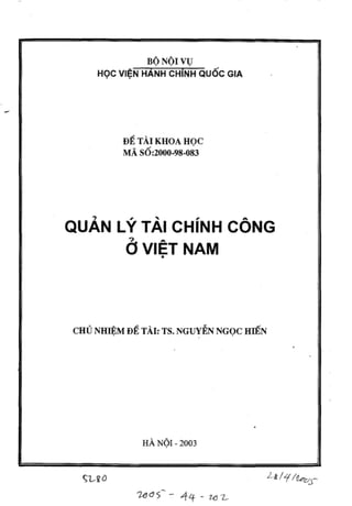 LUẬN VĂN: QUẢN LÝ TÀI CHÍNH CÔNG Ở VIỆT NAM | PDF