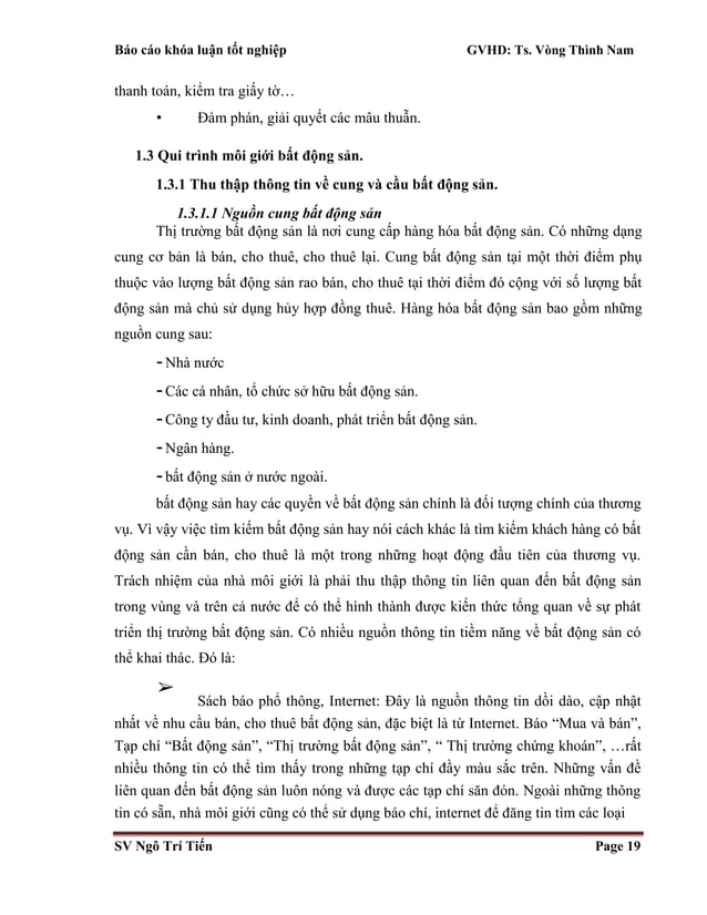 Khóa luận: Phát triển hoạt động môi giới bất động sản tại Công ty bất động sản | DOC