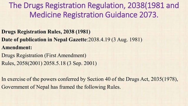 2.The Drugs Registration Regulation, 2038(1981 and Medicine ...