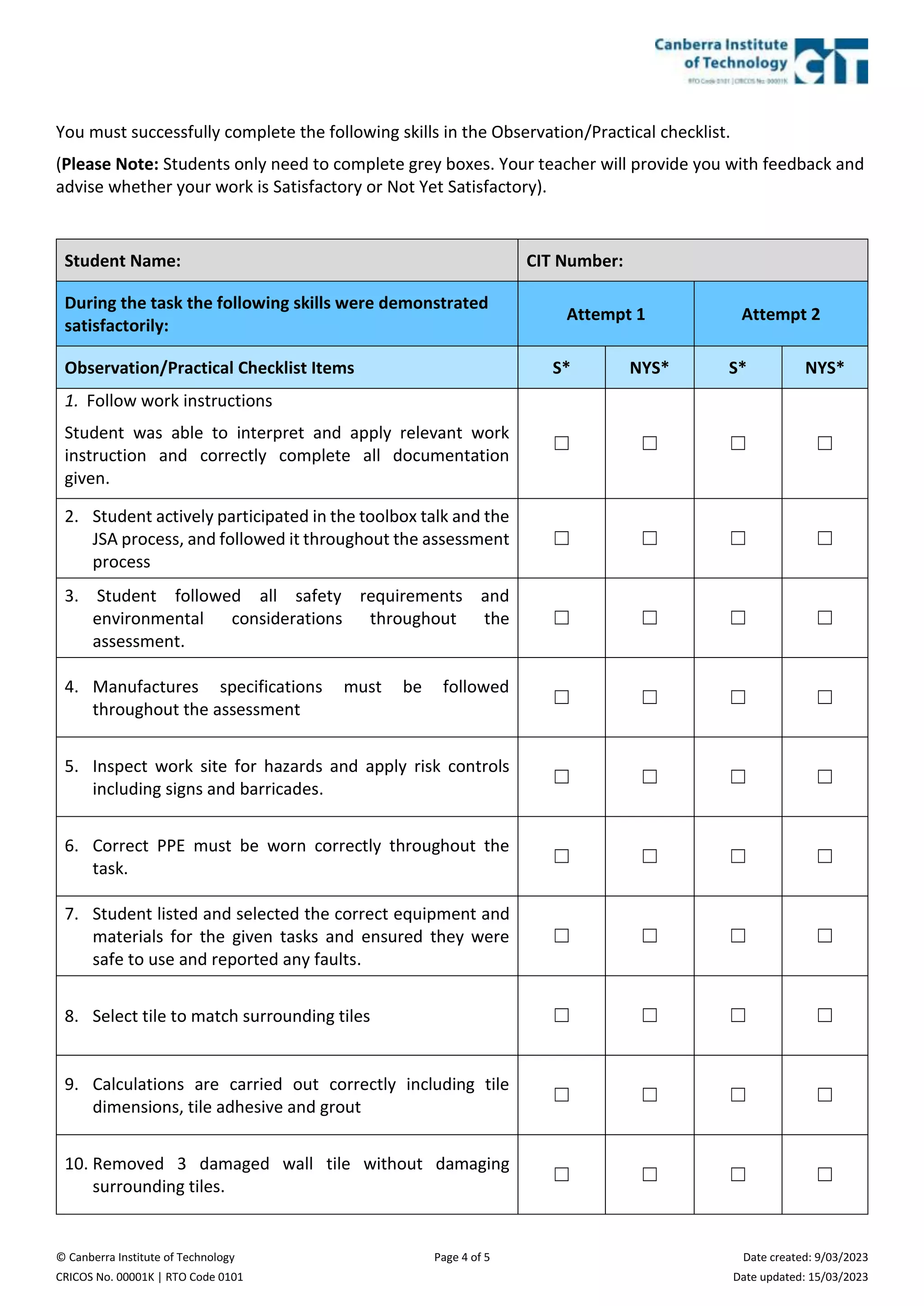 Practical Assessment_ Repair wall and floor tiling.docx