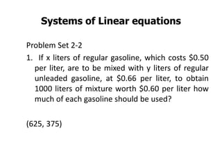 2. Break Even Analysis, Systems of Linear Equations.pptx