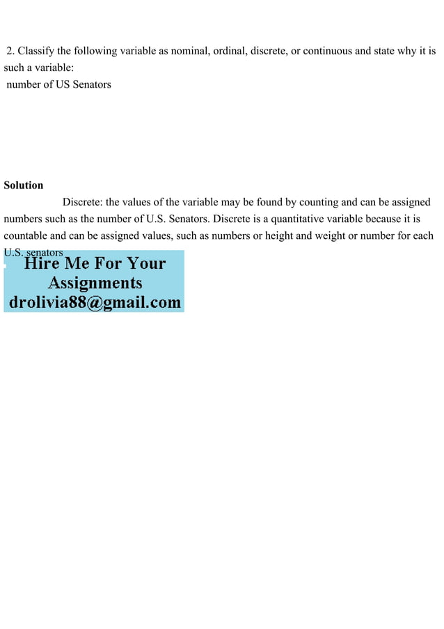 2. Classify the following variable as nominal, ordinal, discrete,.pdf 2. Classify the following variable as nominal, ordinal, discrete,.pdf