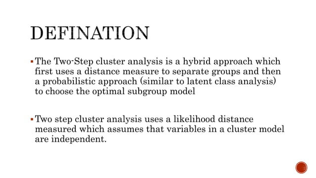 Two Step Cluster Analysis Pptx