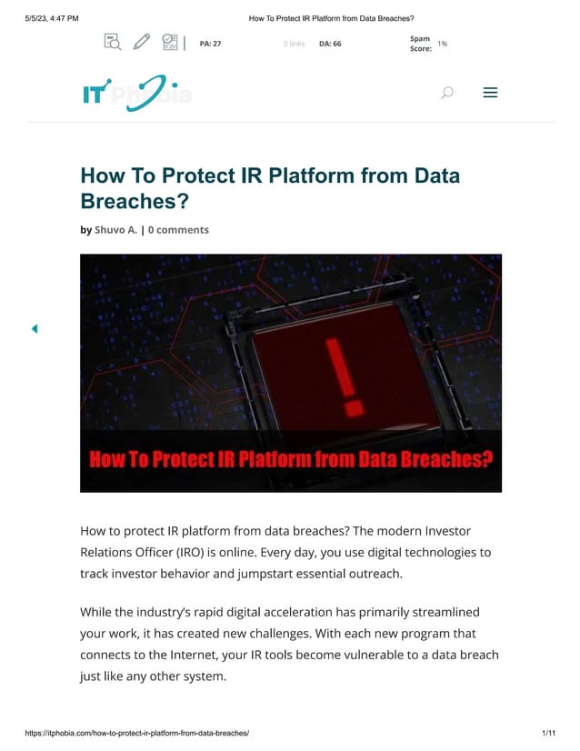 How To Protect IR Platform from Data Breaches? | PDF