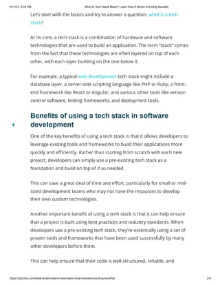 What Is Tech Stack Mean? Learn How It Works Including Benefits | PDF