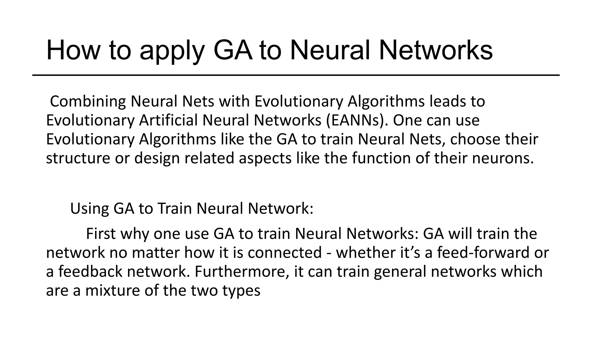 2 Neural Networks Using Genetic Algorithmspptx