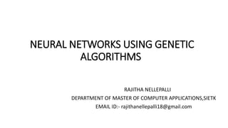 Neural Networks & Genetic Algorithms for TSP | PPT