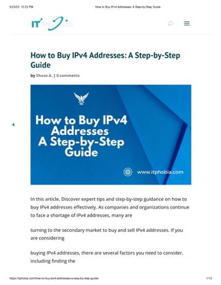 How to Buy IPv4 Addresses: A Step-by-Step Guide | PDF