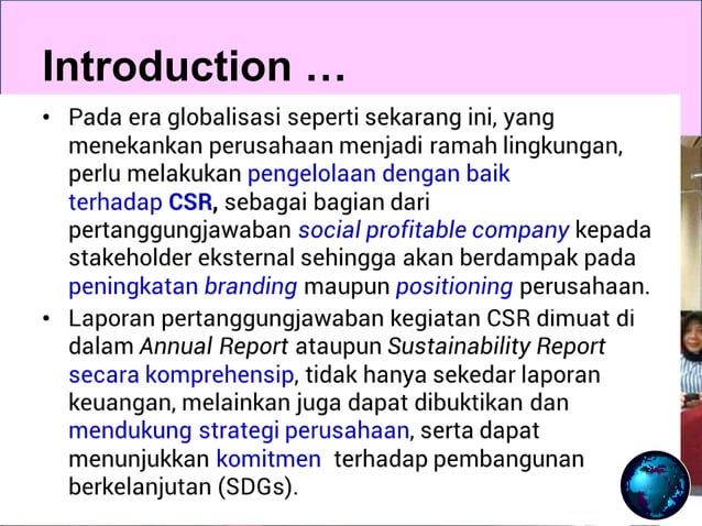 Konsep CSR & Implementasi _Training "CSR & SUSTAINABLITY COMMUNITY ...