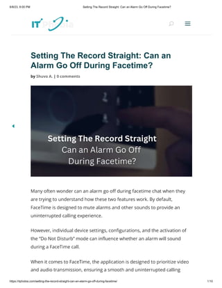 Setting The Record Straight: Can an Alarm Go Off During Facetime? | PDF
