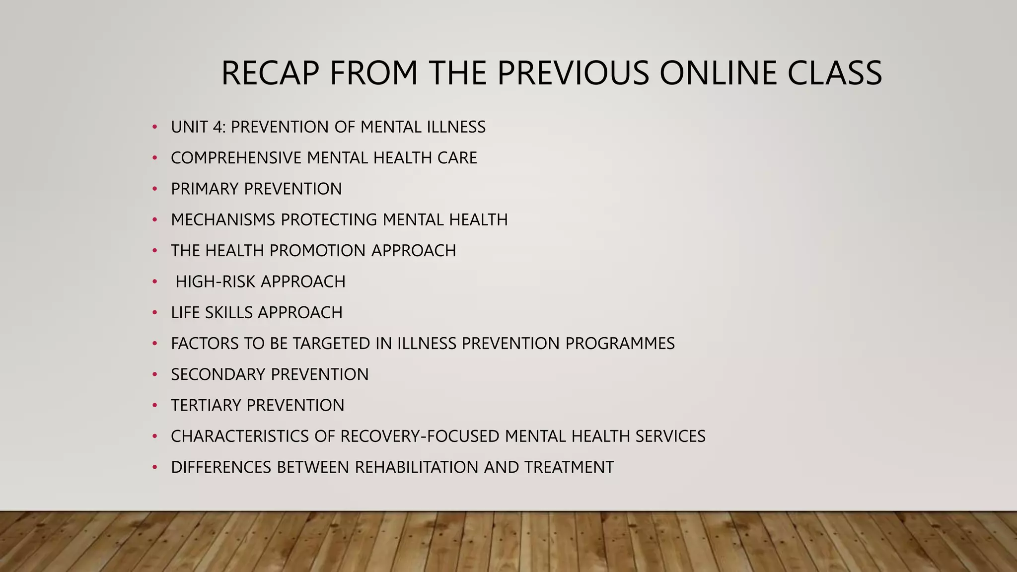 2. INTRODUCTION TO MENTAL HEALTH - PREVENTION OF MENTAL ...