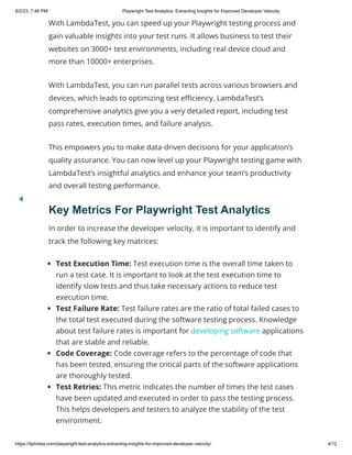 Playwright Test Analytics: Extracting Insights for Improved Developer ...