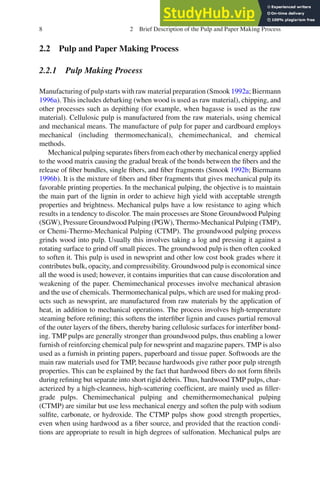 2.1 Introduction Brief Description Of The Pulp And Paper Making Process ...