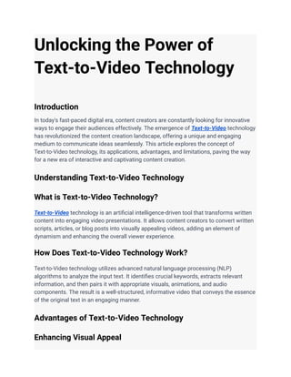 text to video | PDF