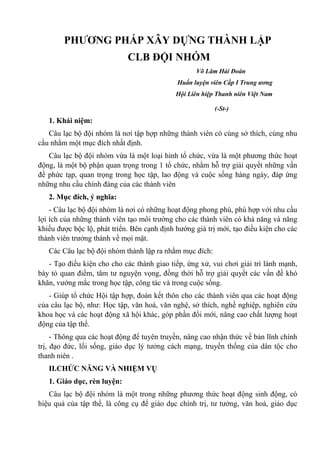 Phương pháp xây dựng CLB Đội Nhóm | PDF