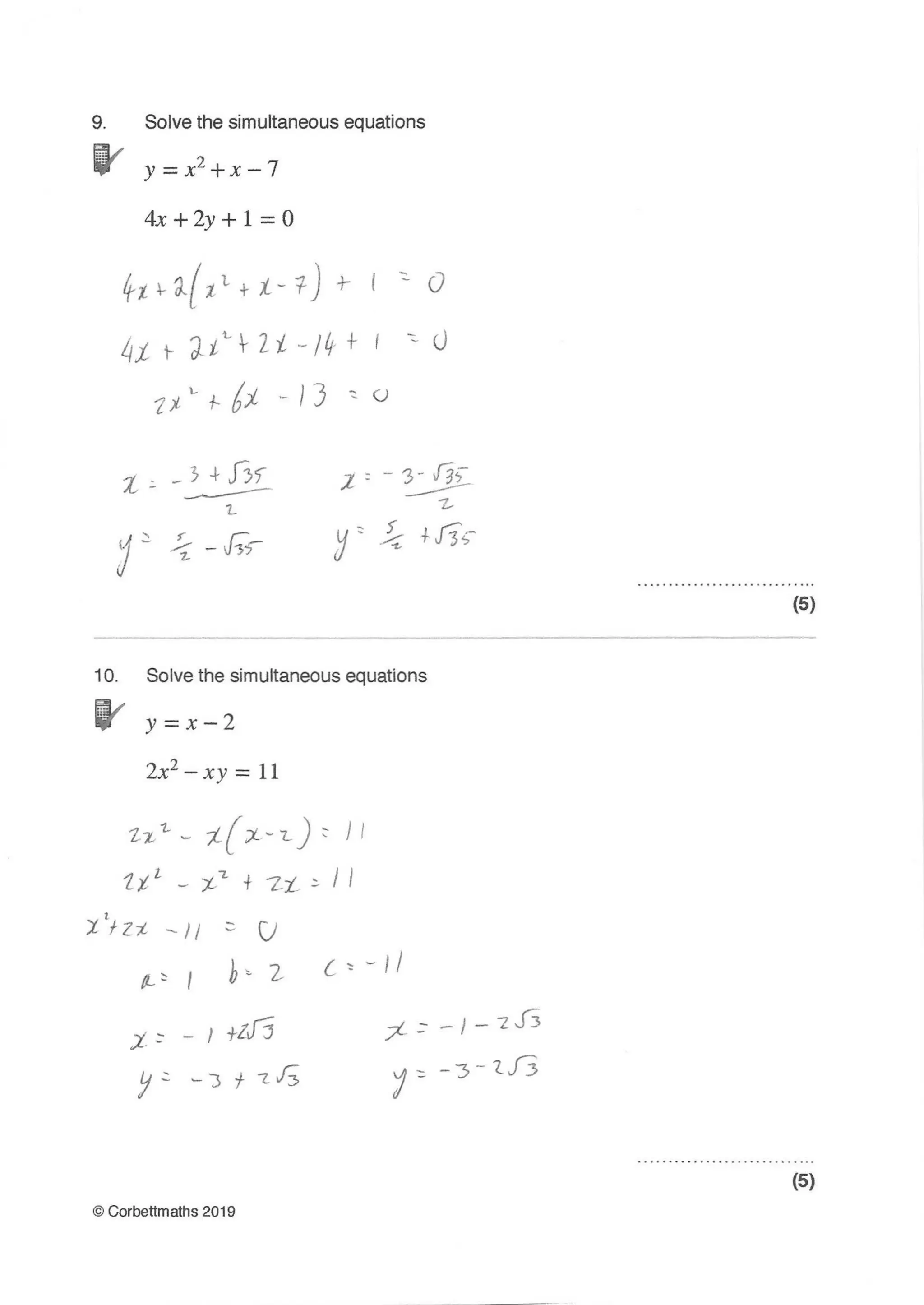 2.2 Simultaneous-Equations-non-linear-answers.pdf