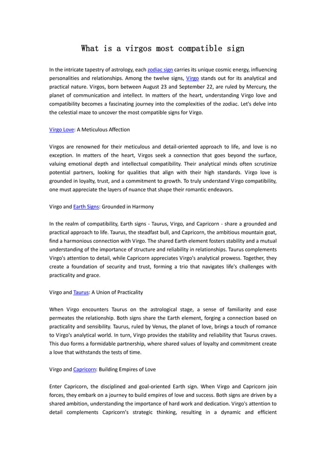 What is a virgos most compatible sign | DOC | Heart and Cardiovascular ...