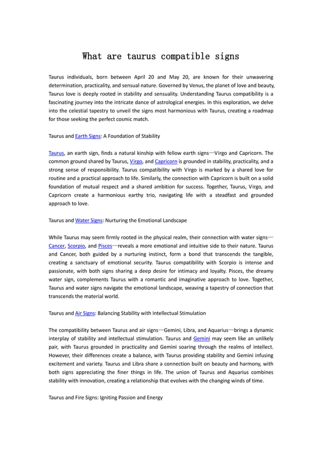 What are taurus compatible signs | DOC