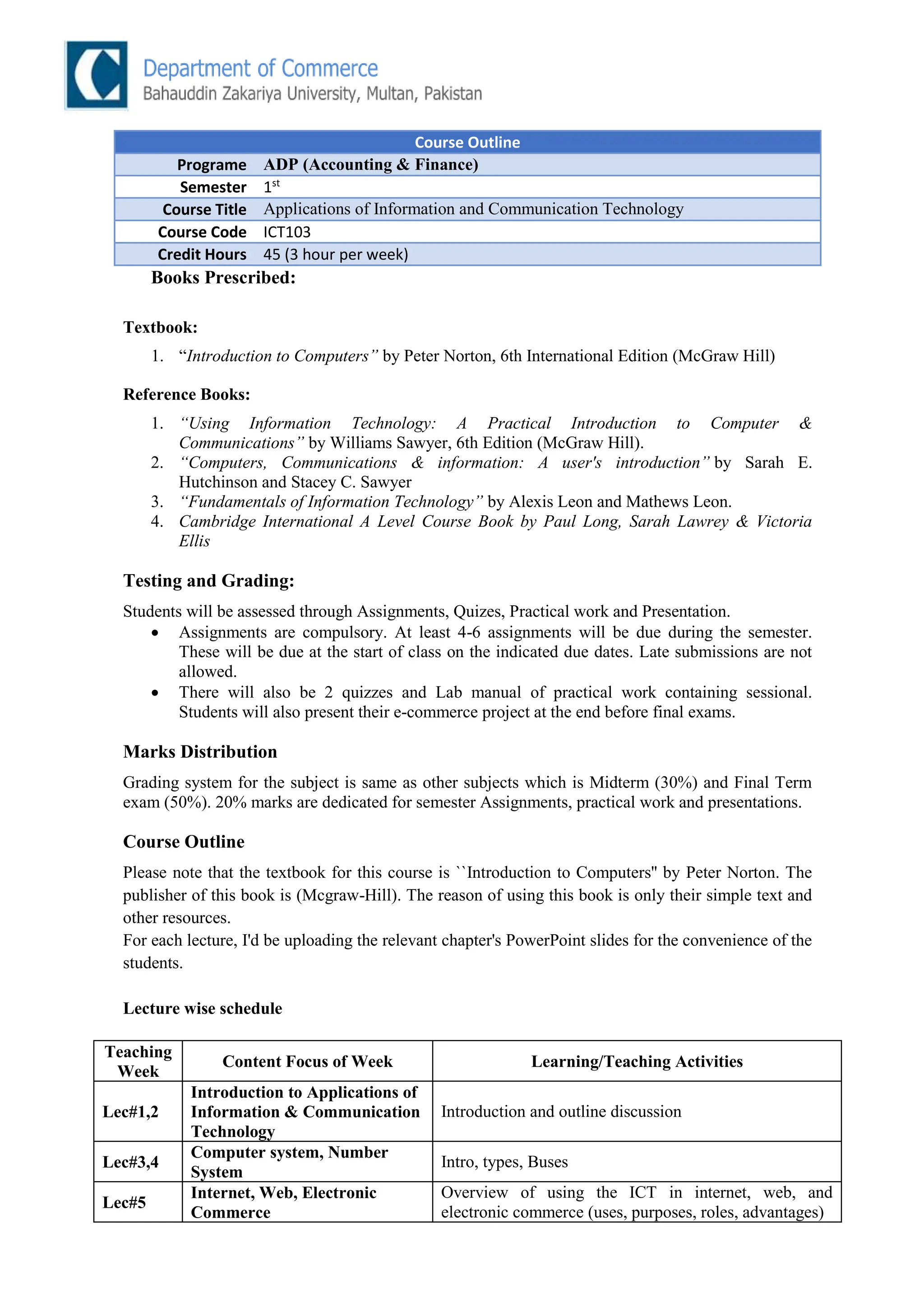 2.Applications of ICT Commerce Department.docx | Computer Software and Applications | Computing