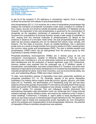 EXPLORING PHOSPHATE-SOLUBILIZING ASPERGILLUS SP: ISOLATION AND ...