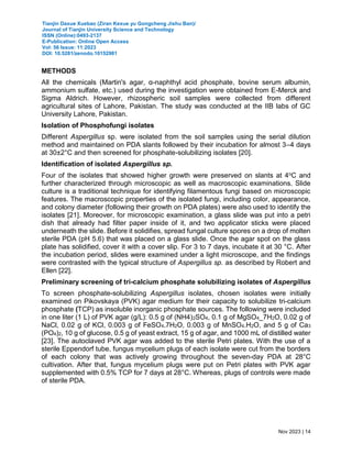 EXPLORING PHOSPHATE-SOLUBILIZING ASPERGILLUS SP: ISOLATION AND ...