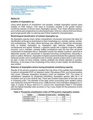 EXPLORING PHOSPHATE-SOLUBILIZING ASPERGILLUS SP: ISOLATION AND ...