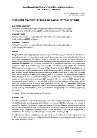 ENDOSCOPIC TREATMENT OF PILONIDAL SINUS IN EGYPTIAN PATIENTS | PDF