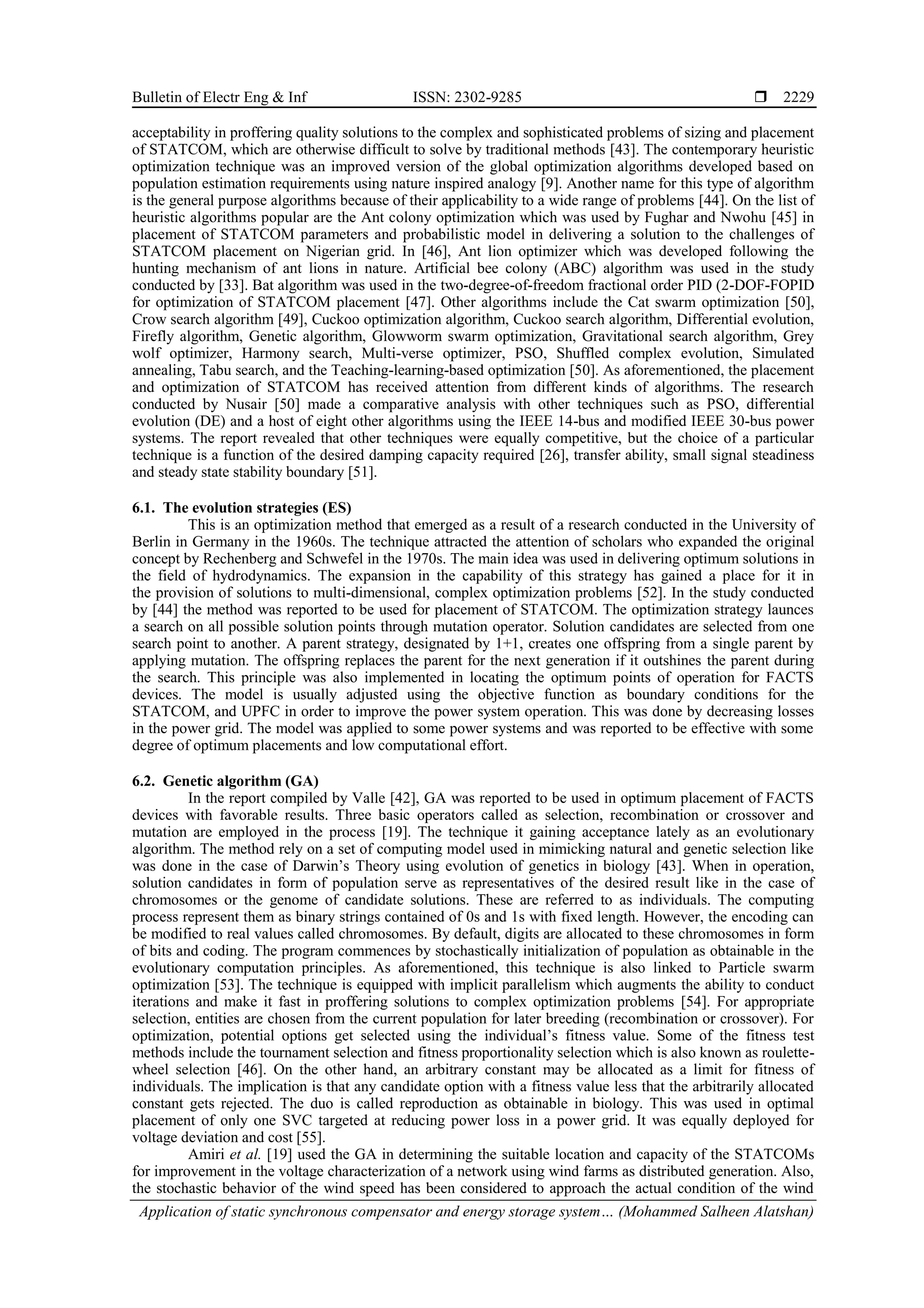 Application Of Static Synchronous Compensator And Energy Storage System