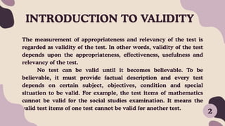 2.3. Types of Validity in assessment and education | PPTX
