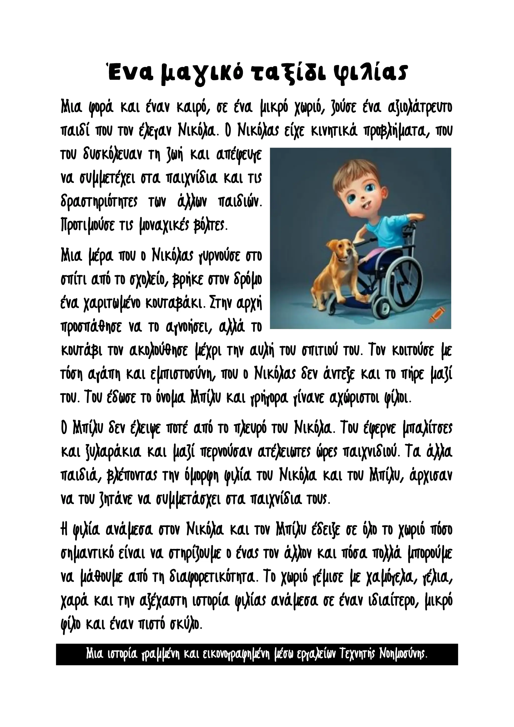 "Ένα μαγικό ταξίδι φιλίας": μια ιστορία προϊόν Τεχνητής Νοημοσύνης | PDF