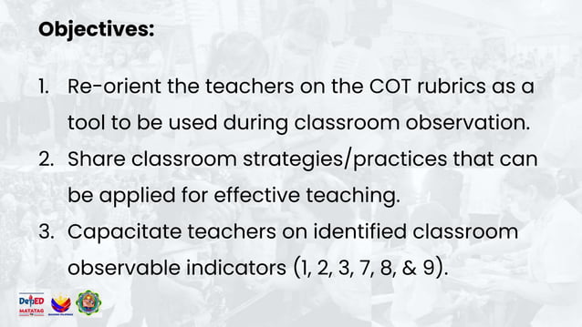 Classroom Observable Indicators 2023 2024 Pptx