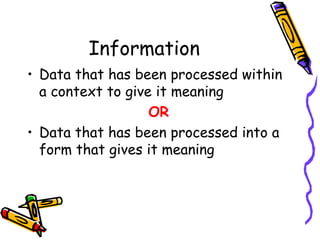 Data and Information Details and Differences | PPT