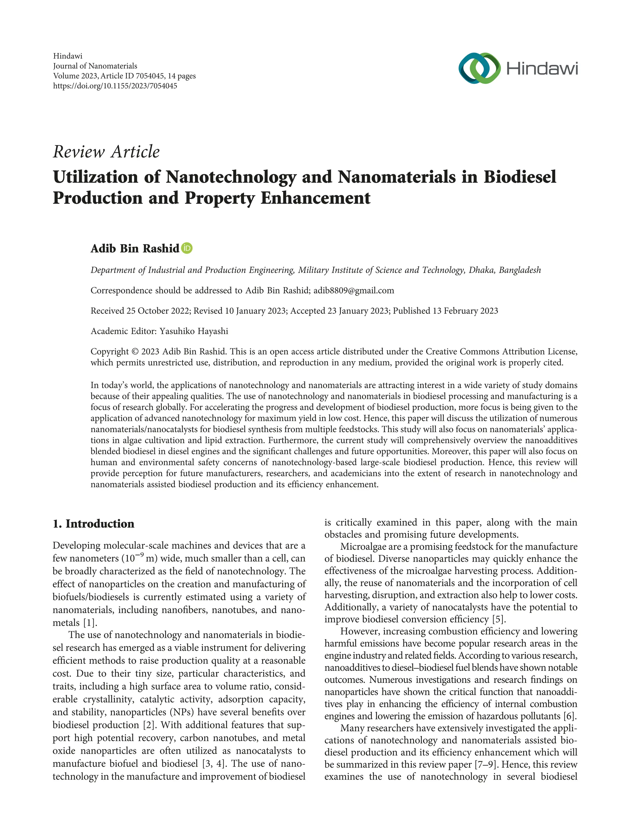 Utilization of Nanotechnology and Nanomaterials in Biodiesel Production and Property Enhancement ...