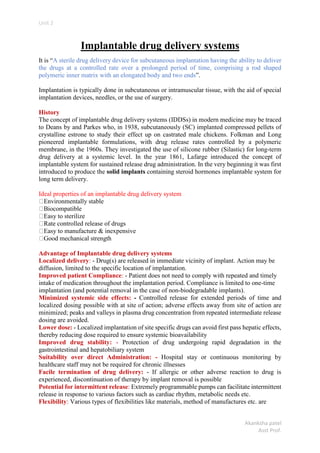 Implantable drug delivery systems | PDF | Birth Control | Reproductive ...