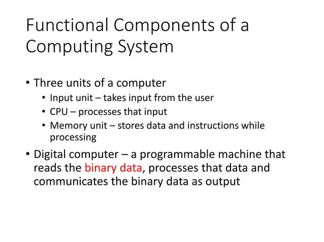 2. Functional Components of Computing System.pptx | Data Storage and Warehousing | Computing