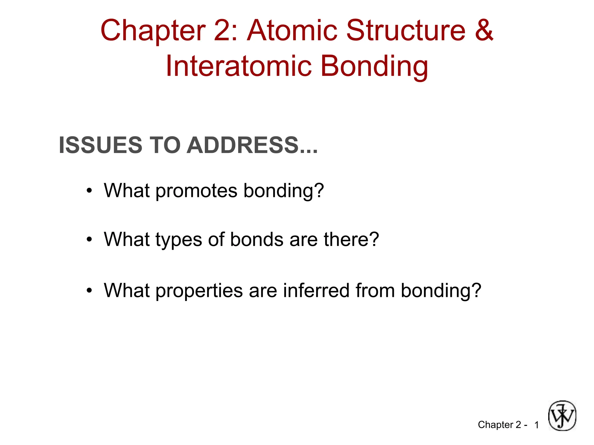 2 Atomic Structure And Interatomic Bonding Ppt