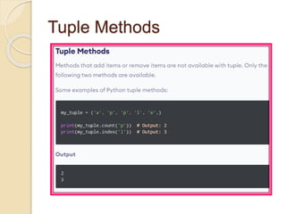 Tuples in python, usecases, applications | PPT | Free Download