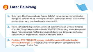 Model Kompetensi Kepala Sekolah sesuai Perdirjen GTK nomor 7327 | PDF