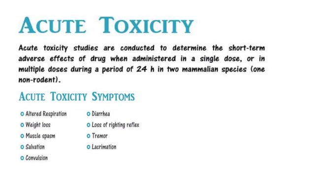 Drug toxicity - Acute, sub- acute and chronic toxicity | PPTX