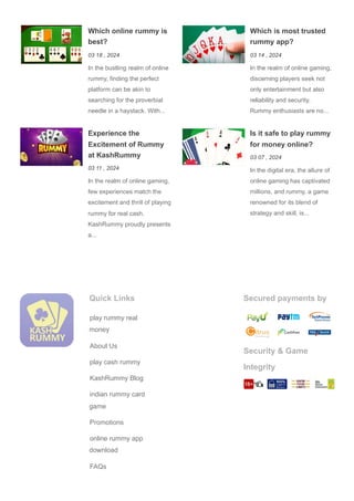 Indian Rummy Card Game | Play Rummy Online Via KASHRUMMY | PDF