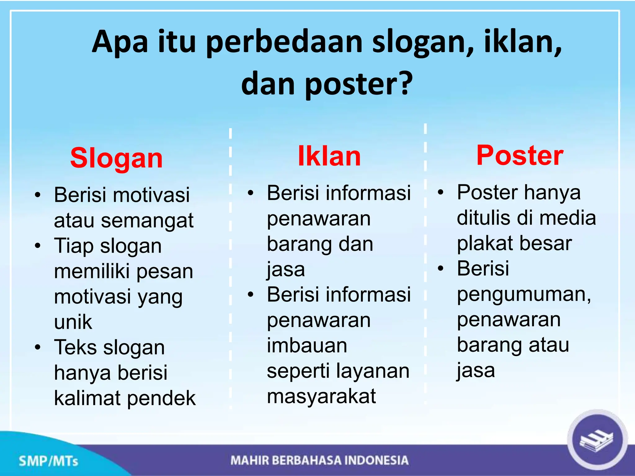 Materi bahasa indonesia kelas 8 tentang teks iklan, poster dan slogan | PPTX