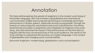 Anglicism in modern EngloshПрезентация англ 2.pdf. | PPT