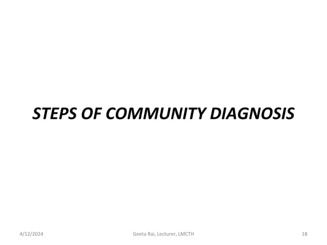 Community Diagnosis - Its Components and Steps.pptx | Diseases and ...