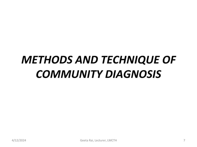 Community Diagnosis - Its Components and Steps.pptx | Diseases and ...