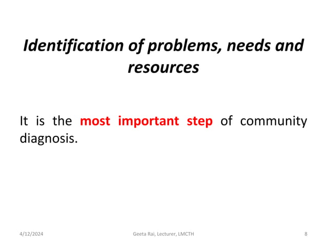 Community Diagnosis - Its Components and Steps.pptx | Diseases and ...