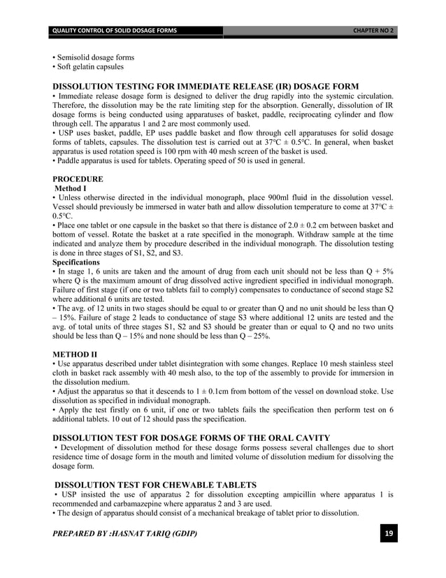 QUALITY CONTROL OF SOLID DOSAGE FORMS (TABLETS , CAPSULES & POWDERS) | PDF