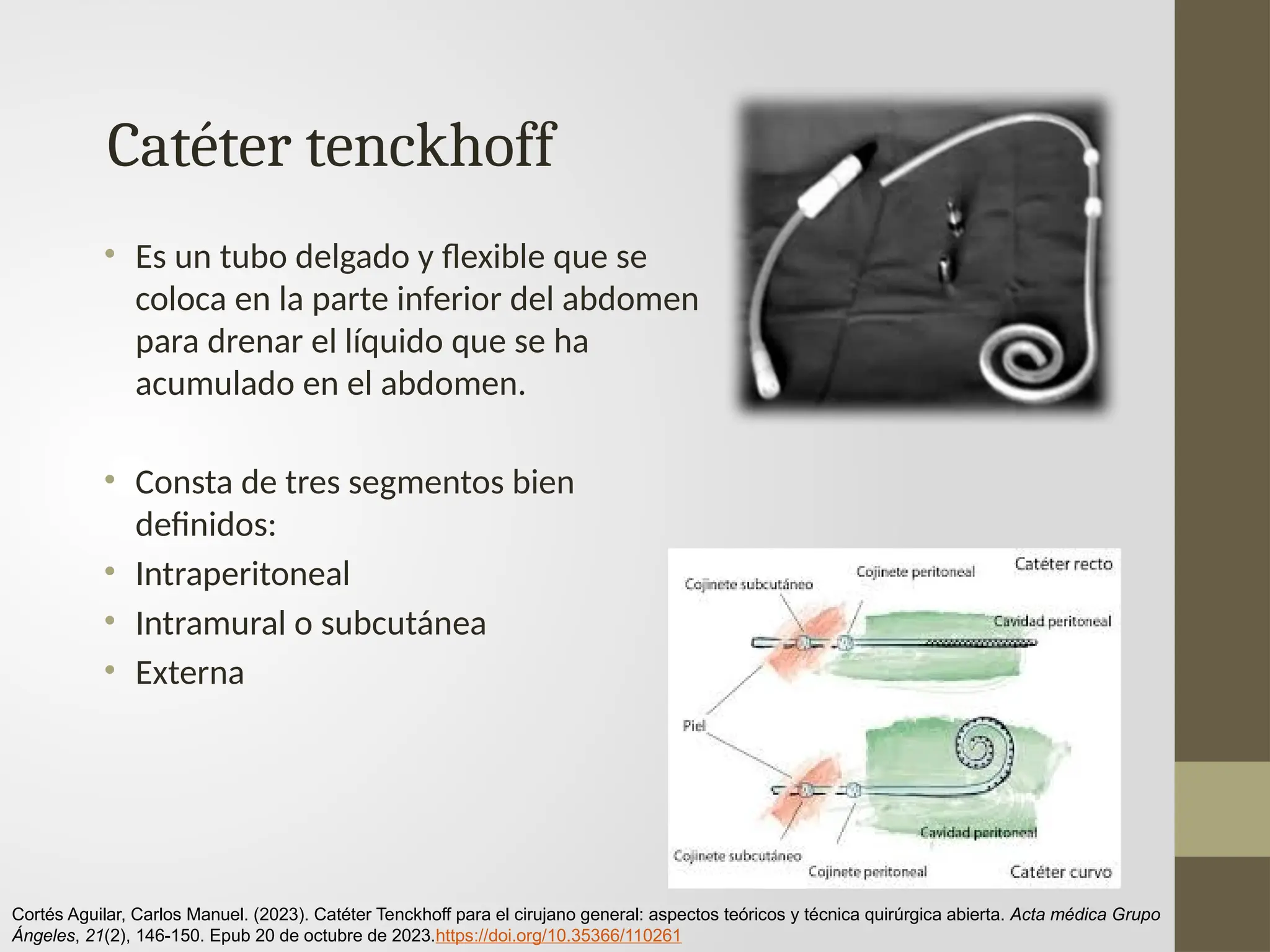 técnica de colocación de cateter Tenckhoff | PPTX